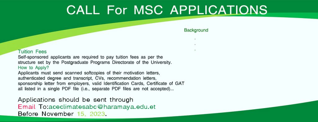 CALL For MSC APPLICATIONS -2023/2024 – Climate SABC